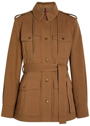 Moncler Belted Twill Jacket With Drawstring Hood