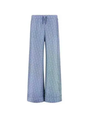 Herno Drawstring Patterned Wide Leg Trousers - Blue