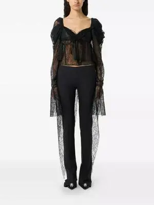 Blumarine Lace Blouse With Tie Detail - Black