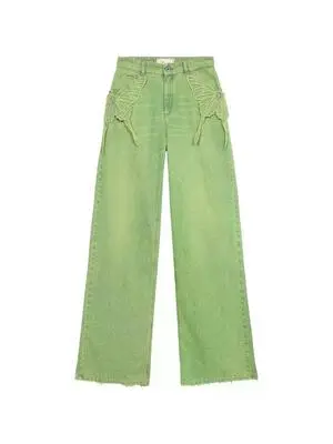 Blumarine Butterfly Embellished Jeans Green