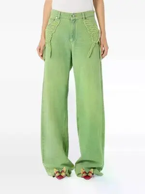 Blumarine Butterfly Embellished Jeans - Green