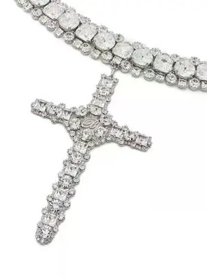 Blumarine Crystal Embellished Cross Choker