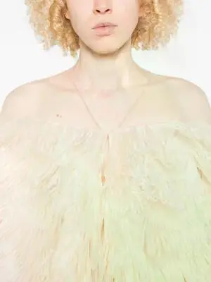 Elisabetta Franchi Organza Jacket With Frayed Detailing - Neutrals