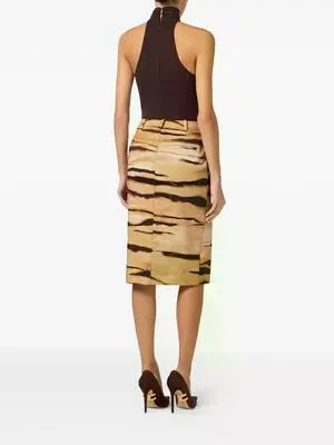 Elisabetta Franchi Safari Style Tiger Print Pencil Skirt - Neutrals