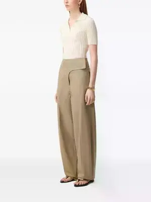 AMI Paris Cotton Gabardine Belted Trousers - Neutrals