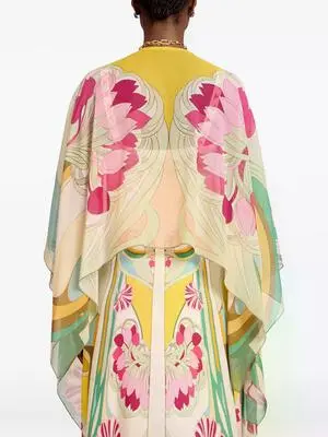 La DoubleJ Maria Cape In Printed Silk Chiffon