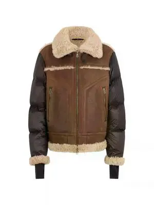 Moncler Shearling Trimmed Down Jacket - Brown