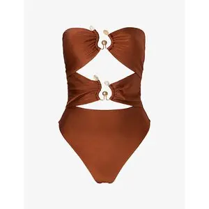 MALINA Cut-out Stretch-woven Swimsuit - Rust