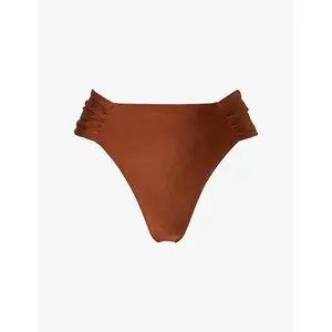 MALINA High-rise Bikini Bottoms With Ruched Sides
