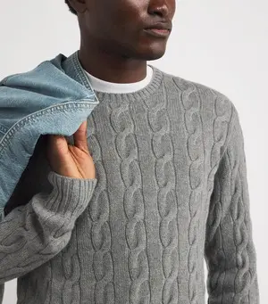 Ralph Lauren Purple Label Cashmere Cable-knit Crew Neck Sweater