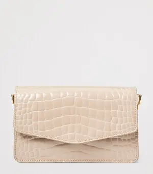 ASPINAL OF LONDON Eliza Croc-embossed Leather Clutch Bag - Neutral