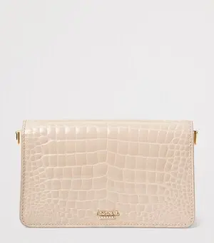 ASPINAL OF LONDON Eliza Croc-embossed Leather Clutch Bag - Neutral