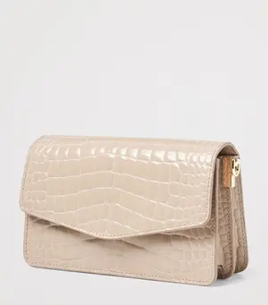 ASPINAL OF LONDON Eliza Croc-embossed Leather Clutch Bag - Neutral