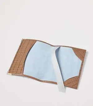 ASPINAL OF LONDON Croc-effect Leather Passport Cover - Brown