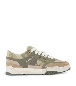 Kurt Geiger Hatton Camouflage Print Leather And Suede Lace-up Sneakers