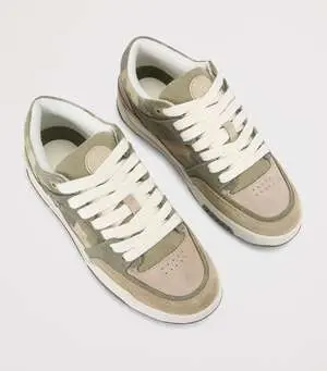 Kurt Geiger Hatton Camouflage Print Leather And Suede Lace-up Sneakers