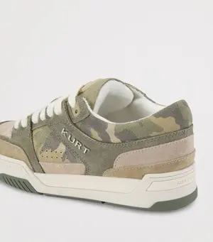 Kurt Geiger Hatton Camouflage Print Leather And Suede Lace-up Sneakers