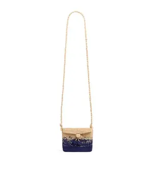 Bonpoint Raffia Cross-body Bag With Tassel Detail - Navy