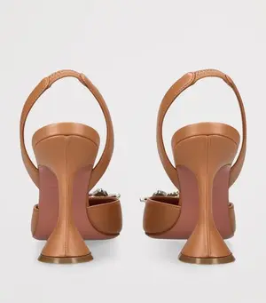 Amina Muaddi Leather Begum Slingback Pumps 95 With Embellished Toe