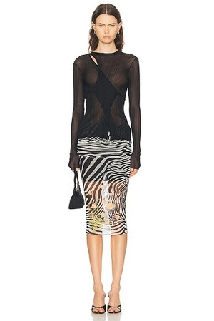 Blumarine Long Sleeve Top With Back Tie Closure