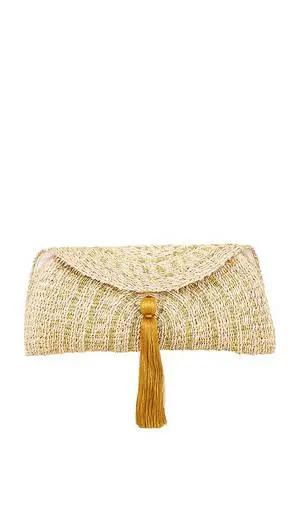 FLORABELLA Navagio Abaca Clutch With Gold String Detail