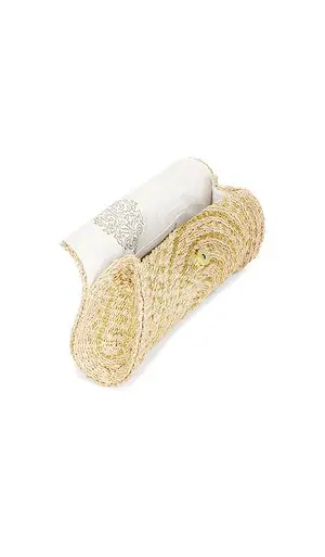 FLORABELLA Navagio Abaca Clutch With Gold String Detail