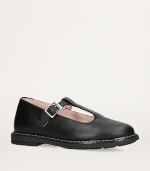 PAPOUELLI Leather Martha Mary Jane Shoes