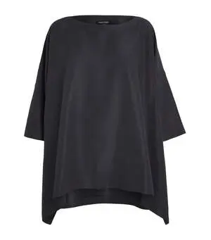 Eskandar Silk Plissé Scoop-neck Top