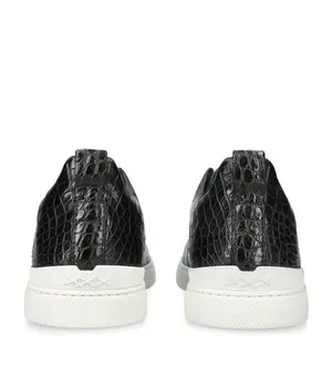 Zegna Crocodile Leather Triple Stitch Sneakers - Black