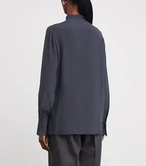 Eleventy Silk Mandarin Collar Tunic Shirt