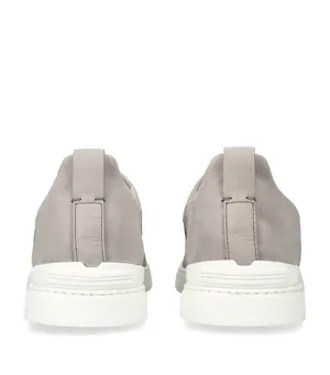Zegna Crocodile Leather Triple Stitch Secondskin Sneakers - Grey