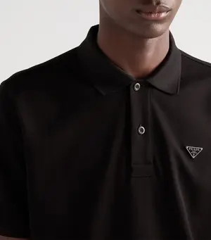 Prada Cotton Piqué Polo Shirt - Black