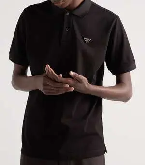 Prada Cotton Piqué Polo Shirt - Black