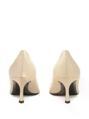 SERGIO ROSSI Logo Plaque Square Toe Pumps - Neutrals