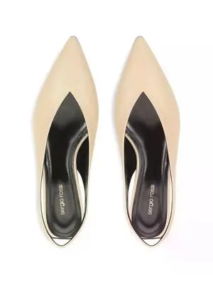 SERGIO ROSSI Beige Pointed Toe Slingback Pumps - Neutrals