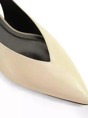 SERGIO ROSSI Beige Pointed Toe Slingback Pumps - Neutrals