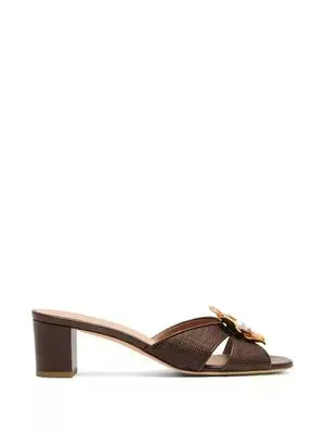 MALONE SOULIERS Suri Flower Detail Raffia Sandals - Brown