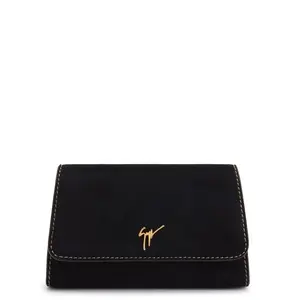 GIUSEPPE ZANOTTI Cleopatra Mini Suede Clutch Bag - Black