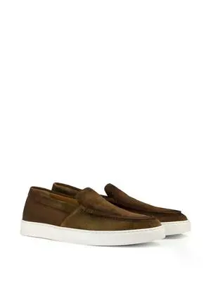 DOUCAL'S Calf Suede Slip-on Loafers - Brown