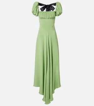 RODARTE Puff-sleeve Silk Maxi Dress With Bow Detail