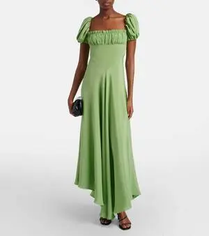 RODARTE Puff-sleeve Silk Maxi Dress With Bow Detail