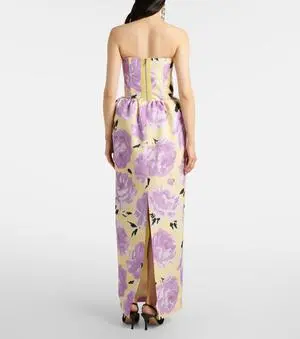 PATOU Floral Print Strapless Gown