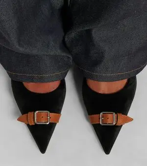 JW Anderson Leather-trimmed Velvet Slingback Pumps