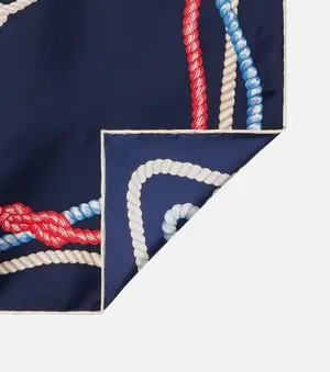 Prada Printed Silk Twill Scarf - Blue