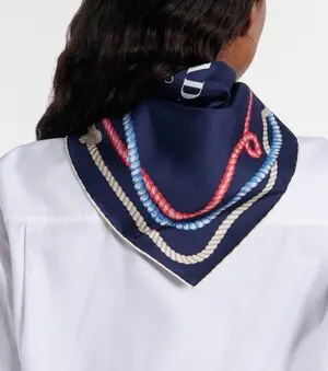 Prada Printed Silk Twill Scarf - Blue