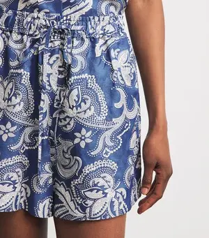 Sandro Satin Paisley Shorts - Blue