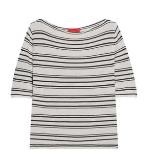 Max & Co. Striped Boat Neck Cropped Top