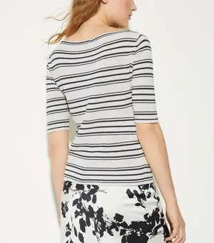 Max & Co. Striped Boat Neck Cropped Top