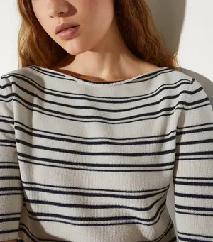 Max & Co. Striped Boat Neck Cropped Top