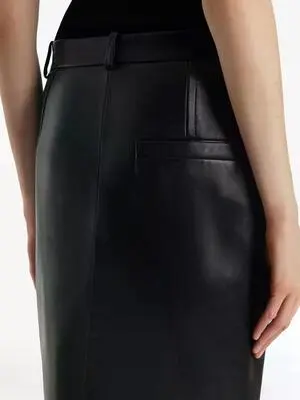 Khaite Nappa Lambskin Tapered Skirt With Front Slit - Black